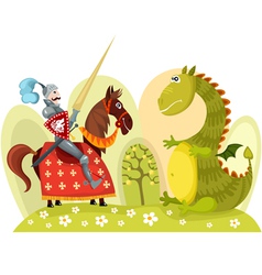 Knight fighting dragon Royalty Free Vector Image