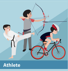 Cycling athletic sport cartoon set Royalty Free Vector Image