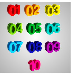 3d alphabet number colorful Royalty Free Vector Image