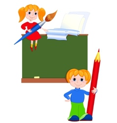 Cartoon children are learning Royalty Free Vector Image