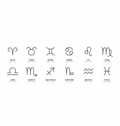 Set of simple zodiac signs with captions Vector Image