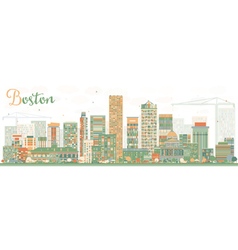 Outline boston skyline with blue buildings Vector Image