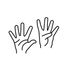 Five number hand gesture color icon Royalty Free Vector