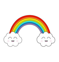 Kawaii cute rainbow and clouds weather Royalty Free Vector