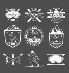 Set of vintage skiing labels and design elements Vector Image