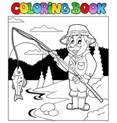 Coloring book various fish theme 1 Royalty Free Vector Image