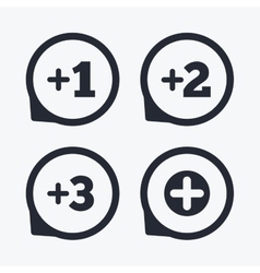 Plus icons positive symbol add one more sign Vector Image