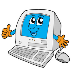 Cartoon smiling desktop computer Royalty Free Vector Image