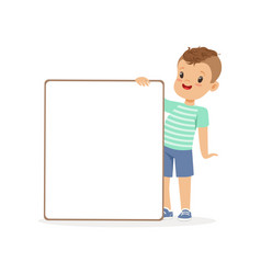 Cute kids holding white blank boards in different Vector Image
