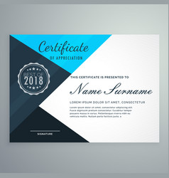 Blue certificate template design Royalty Free Vector Image