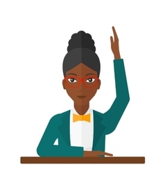 Little girl is raising her hand to ask questions Vector Image