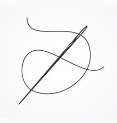 Black needle icon with thread for sew Royalty Free Vector