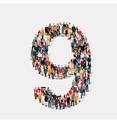 Number nine 9 made from red hearts love alphabet Vector Image