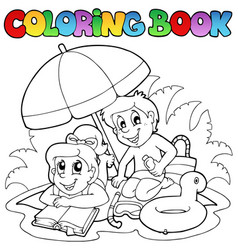 Coloring book swimming theme 3 Royalty Free Vector Image