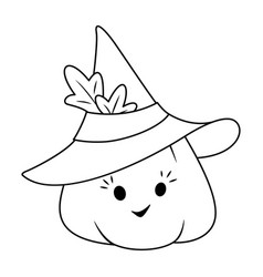 Cute halloween with pumpkin coloring page Vector Image
