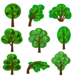 Set fruit trees isolated elements to design Vector Image