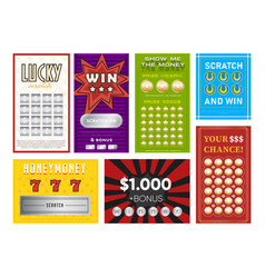 Lottery winning ticket and scratch cards Vector Image