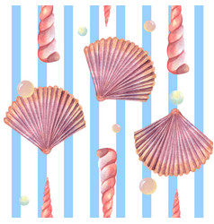 Seamless shell pattern hand drawn seashells Vector Image