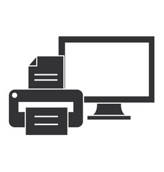 Computer desktop with printer Royalty Free Vector Image