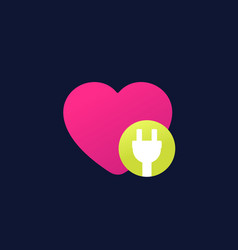 Heart with electric plug line icon Royalty Free Vector Image
