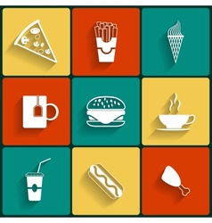 American food fast food flat lay style Royalty Free Vector