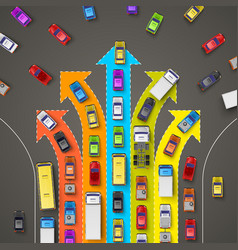 Traffic jams on a city landscape background scene Vector Image