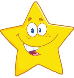 Object yellow star with a face Royalty Free Vector Image