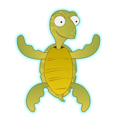 Cute green waving turtle Royalty Free Vector Image
