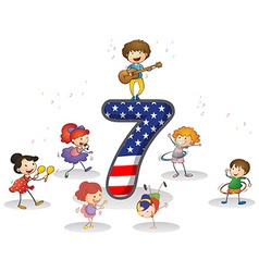 Cute girl holding number seven Royalty Free Vector Image