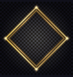 Golden neon frame on transparent background Vector Image