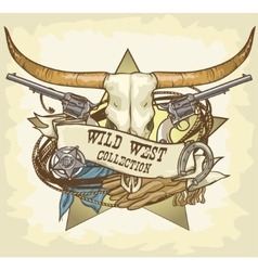 Cowboy shoewestern label background on old wood Vector Image