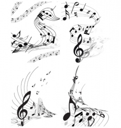 Music with falling notes on white Royalty Free Vector Image