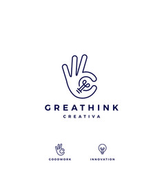 Ok hand gesture icon logo line outline monoline Vector Image