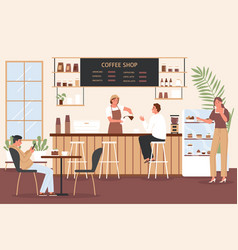 Modern coffeehouse coffee shop interior design Vector Image
