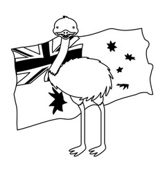 Kangaroo koala wombat and emu australian flag map Vector Image