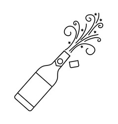 Champagne bottle explosion hand drawn isolated Vector Image