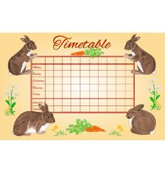 Timetable weekly schedule with pink roses Vector Image