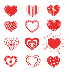 Collection of red hearts Royalty Free Vector Image