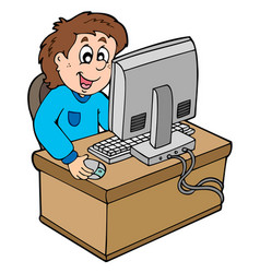 Cartoon smiling desktop computer Royalty Free Vector Image