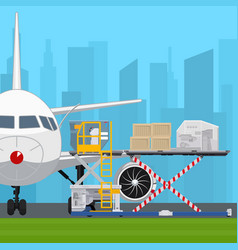 Loading container on cargo airplane cartoon Vector Image