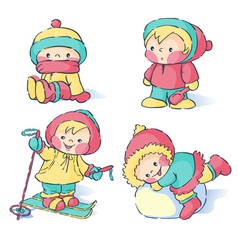 Children with balloons and flag Royalty Free Vector Image