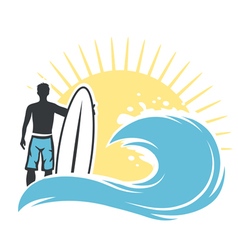 Surfer on a beach Royalty Free Vector Image - VectorStock