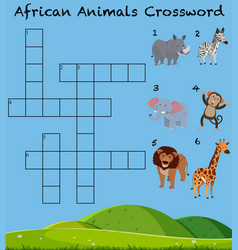 African animals crossword background Royalty Free Vector