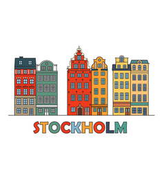 Sweden symbols map with tourist attractions Vector Image