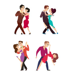 Foxtrot dancing couple in cartoon style Royalty Free Vector