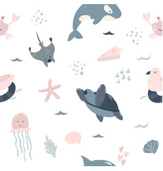 Sea animals pattern Royalty Free Vector Image - VectorStock