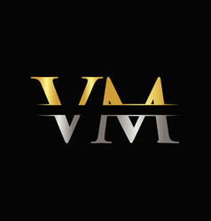 Creative letter vv logo template with gold Vector Image