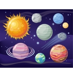 Solar system design space with planets and stars Vector Image