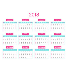 Unusual cute calendar for 2018 Royalty Free Vector Image