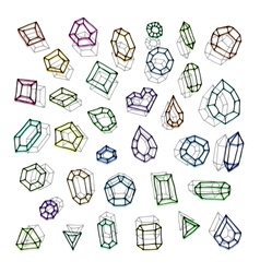 Diamond gem jewel gemstone line icon set Vector Image